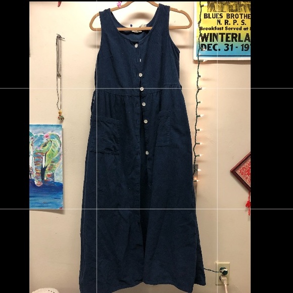 Vermont Country Store | Dresses | Blue Corduroy Button Down Sleeveless ...